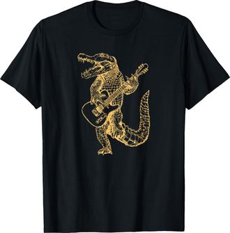 Seembo Alligator spielt Gitarre Krokodil Gitarristen Rockmusiker T-Shirt