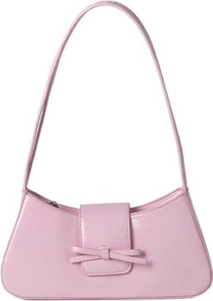 Generic Sac &agrave; bandouli&egrave;re pour femme avec noeud mignon - Sac r&eacute;tro en cuir synth&eacute;tique avec fermeture &eacute;clair, mini croissant Y2K Dumpling Tote pour le travail