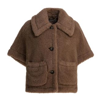 Max Mara Brauner Teddy-Stoff-Cape-Mantel - - Jackets - Damen - Braun - S