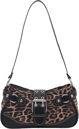 Generic Generische Y2K - Portefeuille &agrave; bandouli&egrave;re avec boucle - Style gothique punk - En cuir synth&eacute;tique - Style moto - Pour femme, shopping, rendez-vous -