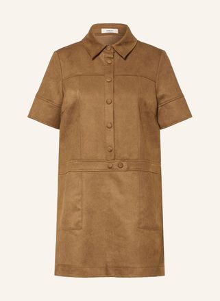 Suncoo Hemdblusenkleid City In Lederoptik braun