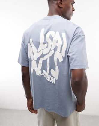 AllSaints Orlando - T-shirt &agrave; logo imprim&eacute; au dos - Bleu fonc&eacute;