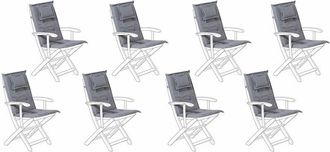 Beliani Beliani - Auflage f&uuml;r Gartenstuhl Graphitgrau Polsterbezug 8er Set Gartenm&ouml;bel