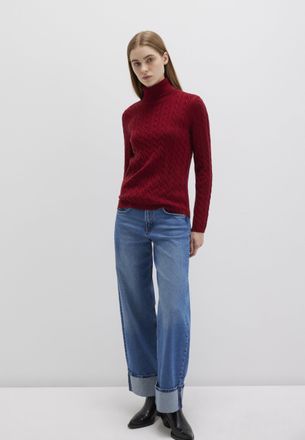 Mavi Damen HIGH Neck Sweater Pullover, Red Dahlia, XS