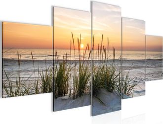Runa Art Bild Wohnzimmer Strand Sonnenuntergang 5 Teilig Meer Natur Wandbilder auf Vlies Leinwand 043753a