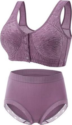 Generic Ensemble de lingerie sexy avec porte-jarretelles en strass pour femmes &acirc;g&eacute;es - Soutien-gorge et v&ecirc;tements de tous les jours - Chemise de nuit, lilas, 