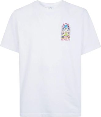 Casablanca Homme, Tops, Blanc, Taille: 2XL T-Shirt Manches Courtes Tennis Landscape