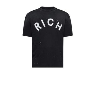 John Richmond T-Shirt mit frontalem Schriftzug und grafischen Details - - Tops - Herren - Schwarzk - S