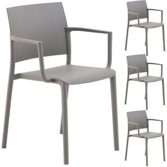 IDIMEX Lot de 4 chaises de jardin terra - Gris