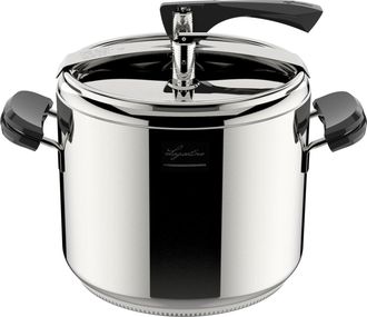 Lagostina Schnellkochtopf La Classica Lagofusion, Ø 26 cm, Fassungsvermögen 12 l, mit Korb, Rezeptbuch und Ecodose, Griffe aus Bakelit, Gewicht Ventil und Lagof