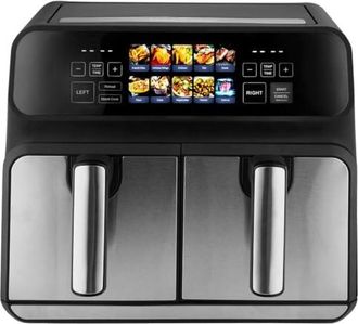 Profi Cook Proficook, 8L Doppelkammer-Heißluftfritteuse PC-FR1287H, 2 x 4L-Behälter, Edelstahl, 9 Automatikprogramme, Energieeinsparung, automatische Abschaltung