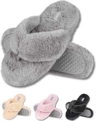 Soxo Plüsch Hausschuhe Damen Lustige Geschenke Pantoletten Frauen Slipper Flip Flops Geschenk 37/38 Grau