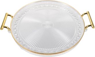 Cabilock Transparentes Rundes Serviertablett Mit Griffen Kunststoff-tablett F&uuml;r Teetassen Kaffeetassen Desserts Und Obst Organizer F&uuml;r Kosmetikartikel Und Schm