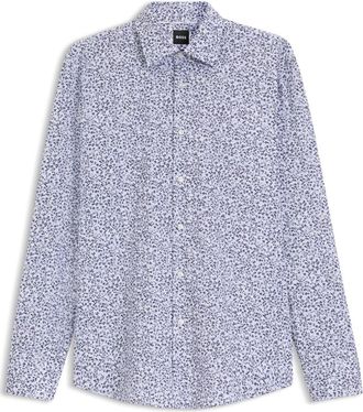 HUGO BOSS Stretch-Hemd mit floralem Print, Slim Fit in