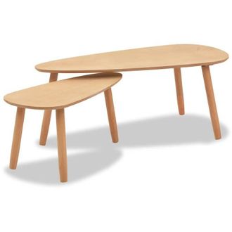 vidaXL 2-tlg. Couchtisch-Set Massivholz Kiefer Braun - Vidaxl