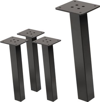 ML Design ML-Design 4er Set Tischbeine schräg H30 cm, Dunkelgrau Optik Industrial aus pulverbeschichtetem Stahl, Profil 4x4cm, I-Form, Möbelfüße Metall 96° Neig