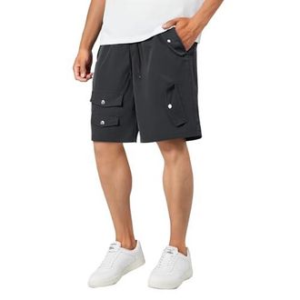 Generico Short d&eacute;t&eacute; l&eacute;ger pour homme avec poches Pantalon cargo confortable pour activit&eacute;s de plein air, Noir, XXXXXL