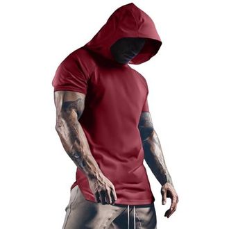Generic Manches courtes Basketball Sport Split Hoodie Apparence Costume Hommes &Eacute;chauffement Tir Transpiration S&eacute;chage Rapide Coll&egrave;ge &Eacute;tudiant, rouge, L