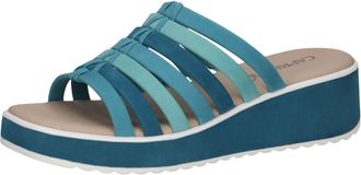Caprice Damen Pantoletten aus Leder mit Keilabsatz, Blau (Blue Comb), 38 EU