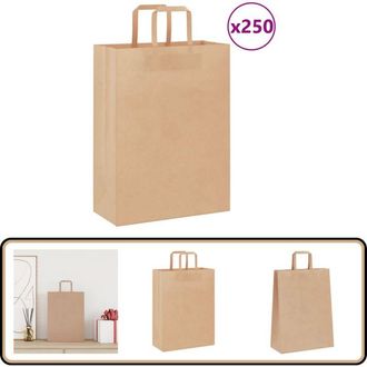 vidaXL Vidaxl - Papiertragetaschen 250 Stk. mit Henkeln Braun 26x12x35 cm