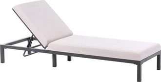 Beliani Gartenliege Aluminium schwarz Bespannung beige verstellbares Kopfteil Lariano
