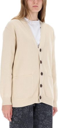 Golden Goose Logo-Embroidered Cotton Blend Cardigan - Beige