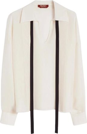 Max Mara Femme, Blouses et Chemises, Beige, Taille: 38 FR Colono Bow-Collar Blouse