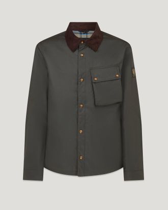 Belstaff Veste Ground Pour Homme Waxed Cotton Vert Olive D&eacute;lav&eacute; Xs