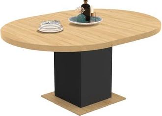 IDMarket Table &agrave; Manger Extensible Ronde Eden 4-8 Personnes Bois et Noir 120-160 cm