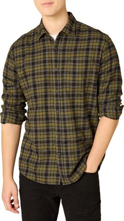 Amazon Essentials Herren Langarmhemd aus Flanell (in Übergröße erhältlich), Olivgrün, XXL