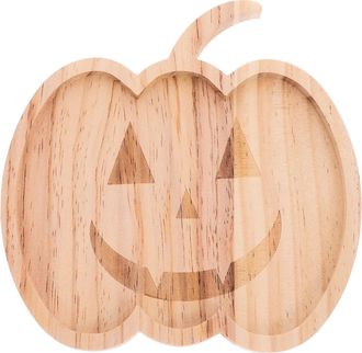Pretyzoom Halloween Serviertablett K&uuml;rbisf&ouml;rmige Holzplatte 7.5 Zoll Snack- Und Obstteller Holz Servierplatte F&uuml;r Party Und Familienfeier