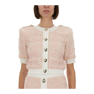 Balmain Kurz&auml;rmliger Strick-Cardigan - - Knitwear - Damen - Rosa - S