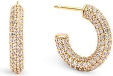 Singularu Boucles doreilles Anneaux Vida. Laiton avec Finition Plaqué Or 18Kt. Détails en Zirconias. Fermoir en Silicone. Bijoux pour Femme