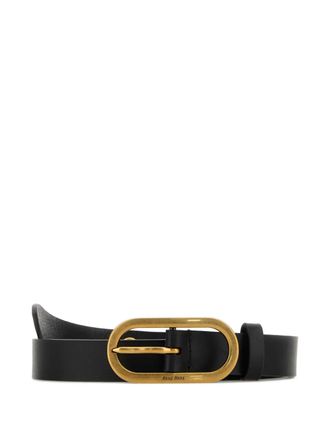 Miu Miu ceinture en cuir &agrave; boucle ovale - Noir