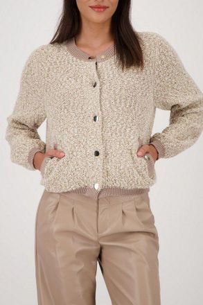 Monari Strickjacke Jacke Strick Tweed Regular fit mit Rundhalsausschnitt mit Strickbund