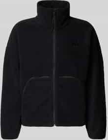 adidas Fleecejacke mit Stehkragen und Label-Stitching