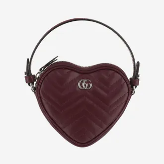Gucci Womens Mini Gg Marmont Bag Bordeau Calf Skin Shoulder