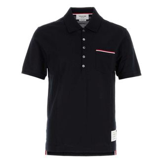 Thom Browne Homme, Tops, Bleu, Taille: S Polo &agrave; Poches Ray&eacute;