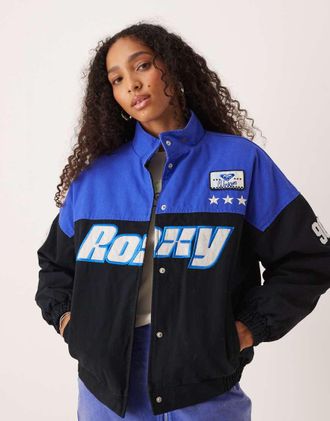 Roxy Chloe Kim - Relaxed-Fit-Bomberjacke im Motor-Stil, in True Black-Schwarz