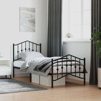 vidaXL Bettgestell mit Kopf- und Fu&szlig;teil Metall Schwarz 80x200 cm vidaXL