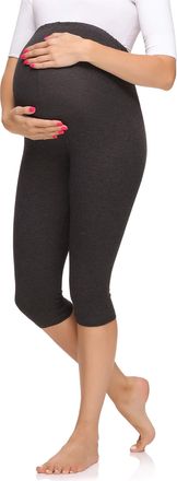 Merry Style Damen 3/4 Umstandsleggings aus Viskose MS10-298 (Dunkelmelange, 3XL)