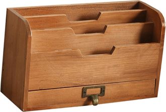 TOPBATHY Holz B&uuml;cherregal Schokolade Desktop Organizer mit Mehreren F&auml;chern Langlebiges Aufbewahrungsregal f&uuml;r Schreibtisch Praktischer Stand f&uuml;r B&uuml;cher und Ak