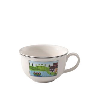 Villeroy & Boch Villeroy und Boch Charm und Breakfast Design Naif Café au Lait-Tasse, 500 ml, Höhe: 7 cm, Premium Porzellan, Weiß/Bunt