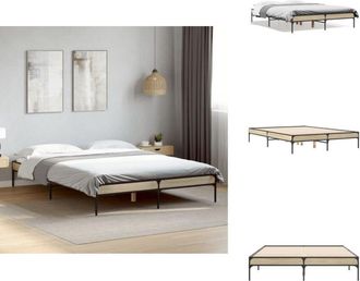 vidaXL Bettgestell Sonoma-Eiche 120x200 cm Holzwerkstoff und Metall - Bettes Gestell - Doppelbett - Holzbettfassungen - Bettgestell Sonoma Eiche