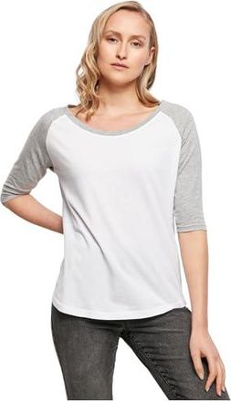 Build Your Brand T-Shirt pour Femme 3/4 Contrast Raglan - pour Femme - Disponible en Plusieurs Couleurs - Tailles XS à 5XL, Blanc/Gris chiné., XS