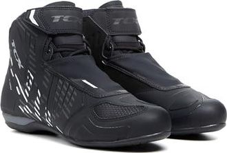 TCX R04D AIR, Bottes de Moto pour Hommes, Respirantes et Polyvalentes, Tige en Maille avec Revêtement Thermofusible, Lacets et Fermeture Velcro, Noir/Gris