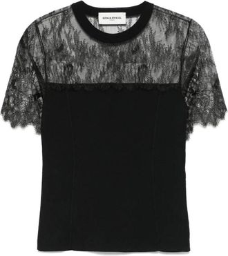 Sonia Rykiel T-shirt en dentelle - Femme - Tops - Noir - Taille: 40 FR