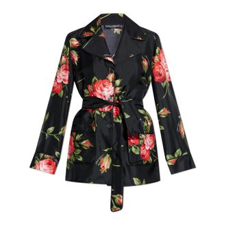 Dolce & Gabbana Seidenhemd mit G&uuml;rtel - - Blouses & Shirts - Damen - Schwarzk - S