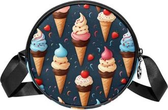 Generic Sac &agrave; bandouli&egrave;re circulaire pour femme, petit sac &agrave; bandouli&egrave;re color&eacute; avec fermeture &eacute;clair, bretelles r&eacute;glables, sac &agrave; main rond d&eacute;contract&eacute; pour f