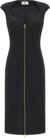 Elisabetta Franchi Femme, Robes, Noir, Taille: 38 FR Robe en cr&ecirc;pe stretch double &eacute;paisseur